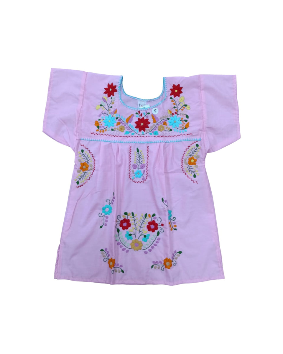 Mexican Tehuacan Full Embroidered Blouse Pastels Cielito Lindo
